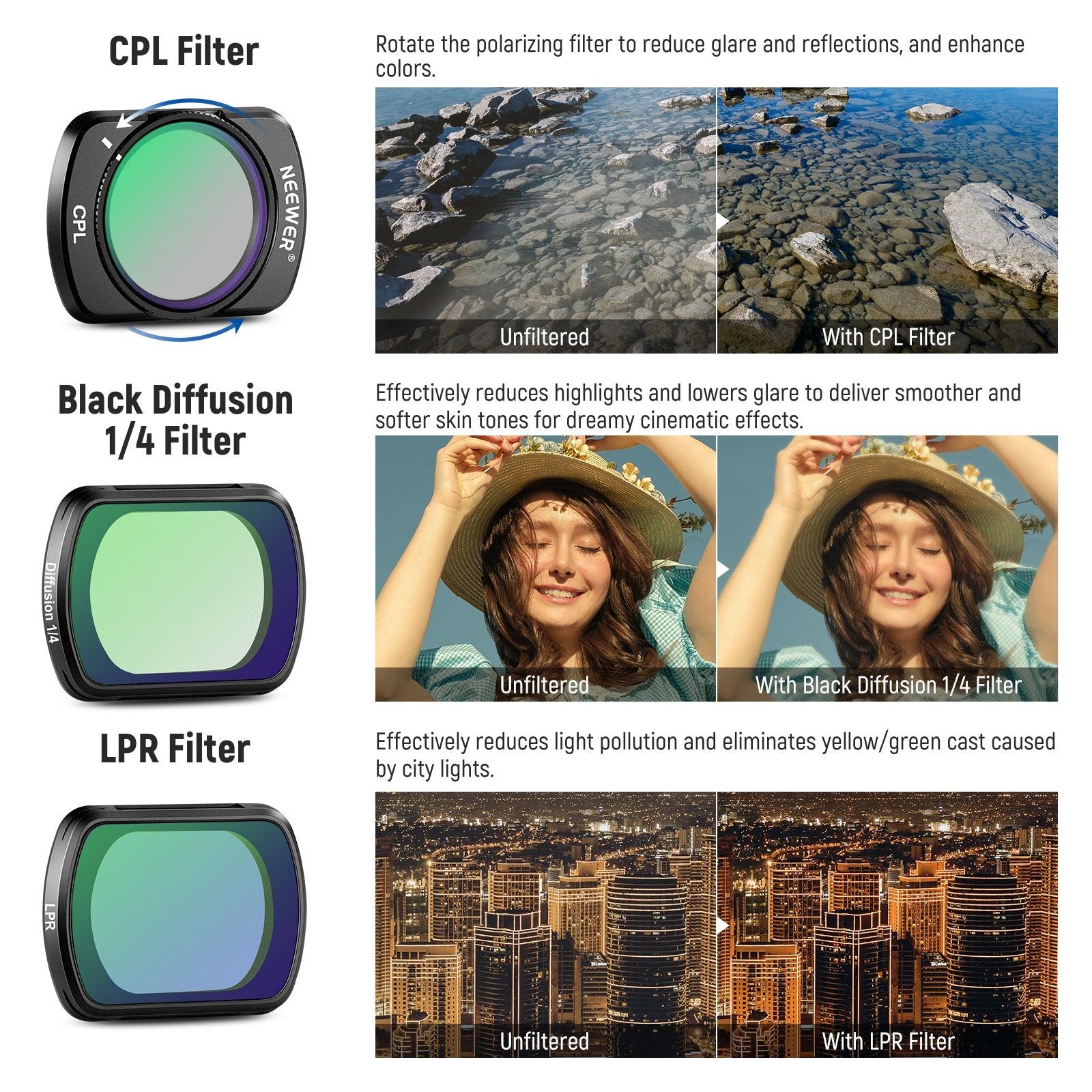 NEEWER 14 Pack Magnetic ND & CPL & Effect Filter Set for DJI OSMO Pock